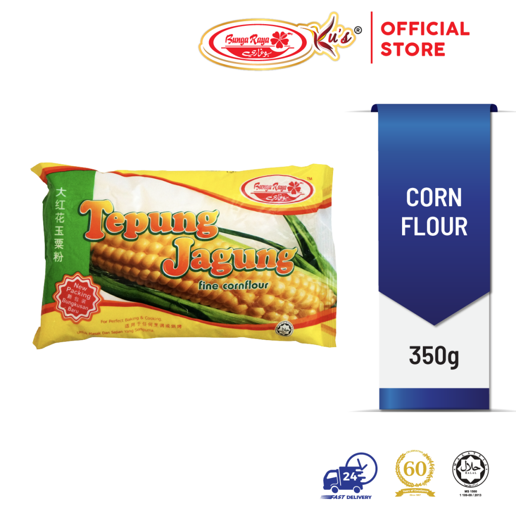 Tepung Jagung / Fine Corn Flour 350g (Bunga Raya Ku's) - Baking ...