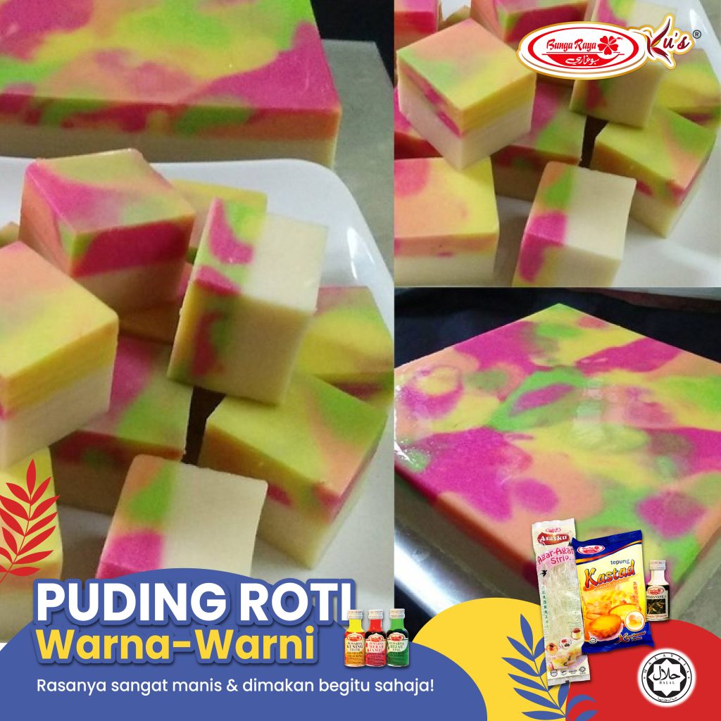 Rainbow Bread Pudding | Roti Pudding Pelangi - Baking & Cooking Made ...