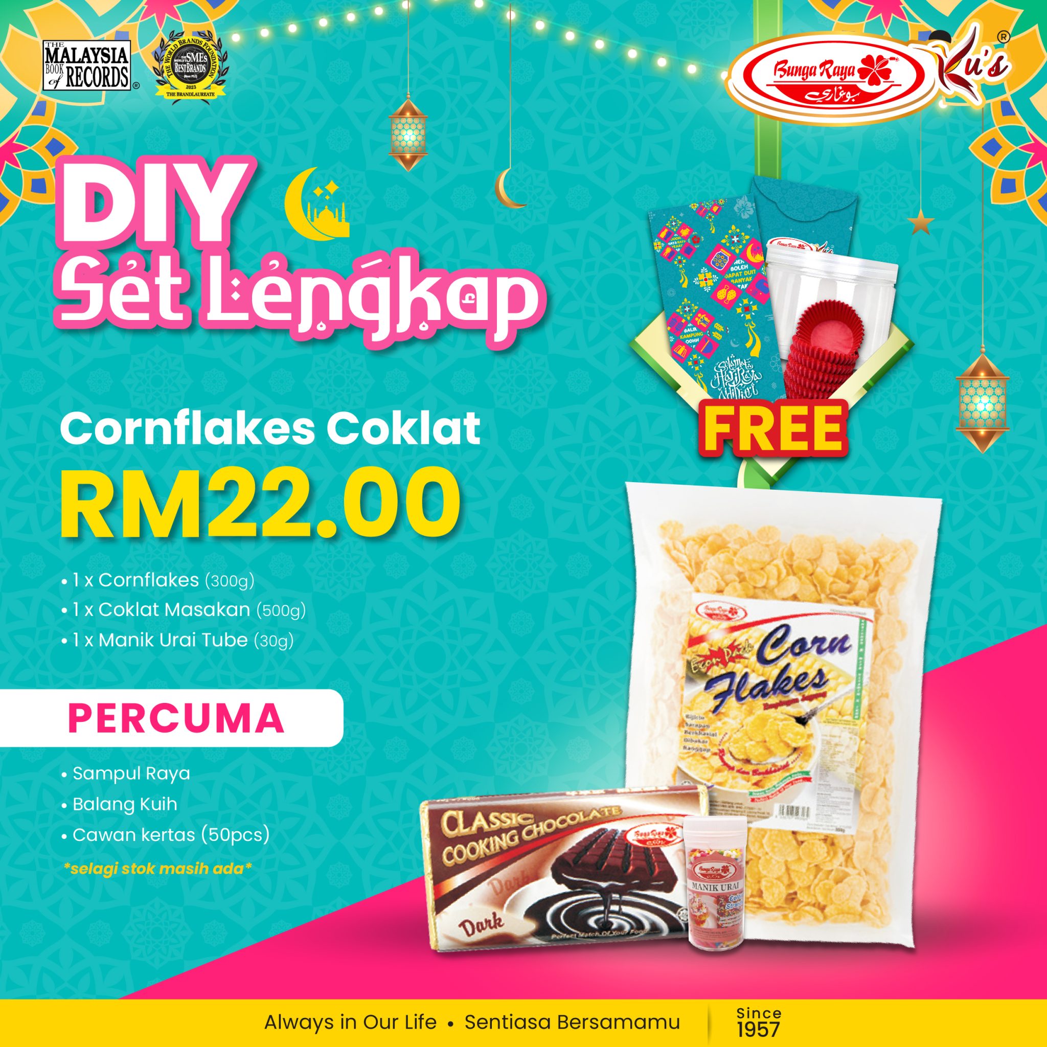 [Set DIY Kuih Raya] Cornflake Coklat BUNGA RAYA KU'S - Baking & Cooking ...